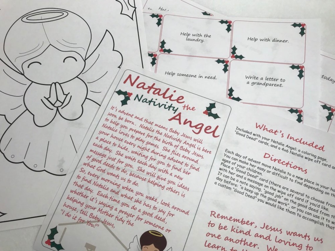 Natalie the Nativity Angel Printable Printable Advent Angel - Etsy