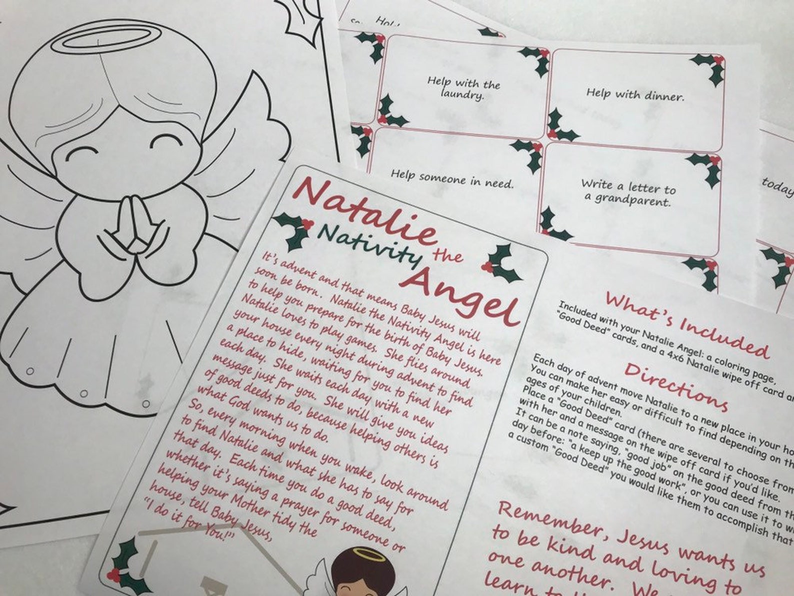 Natalie the Nativity Angel Printable, Printable Advent Angel, Christmas ...