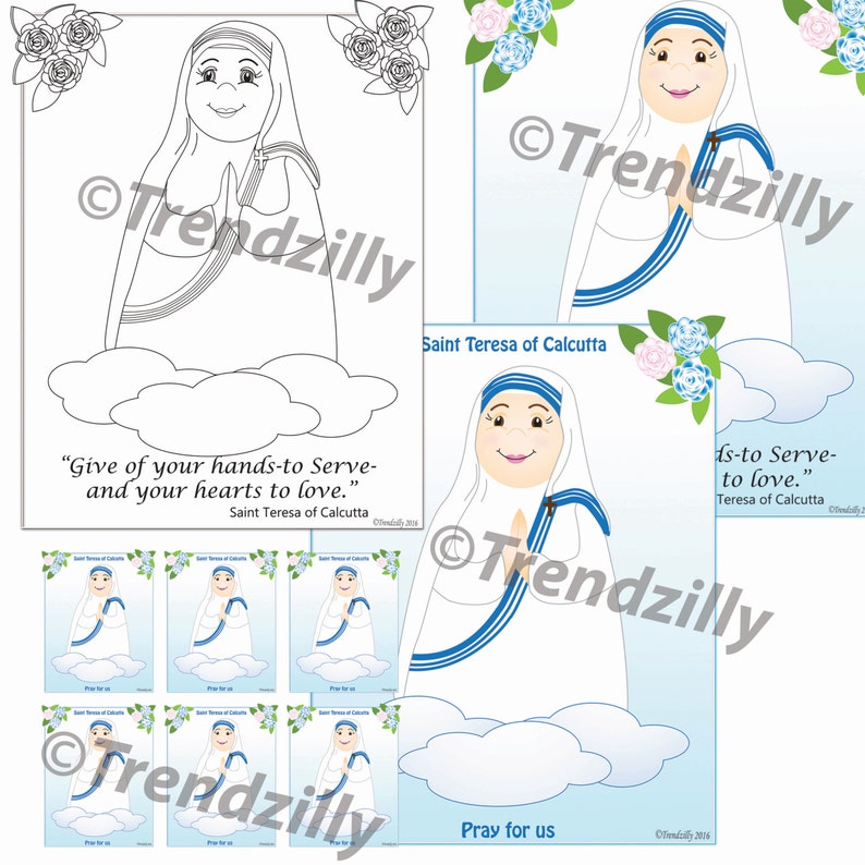 Mother Teresa of Calcutta Coloring Page and Holy Cards, Kids Coloring ...