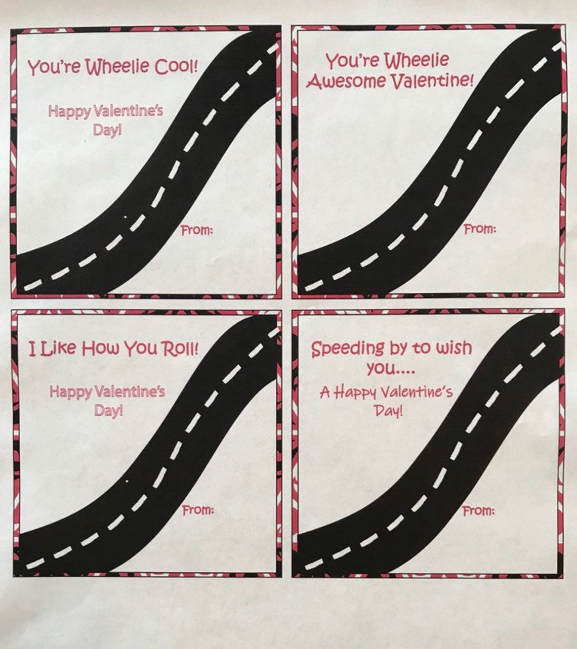 Car Valentines, Kids Printable Valentine, Toy Car Valentine, Boy ...