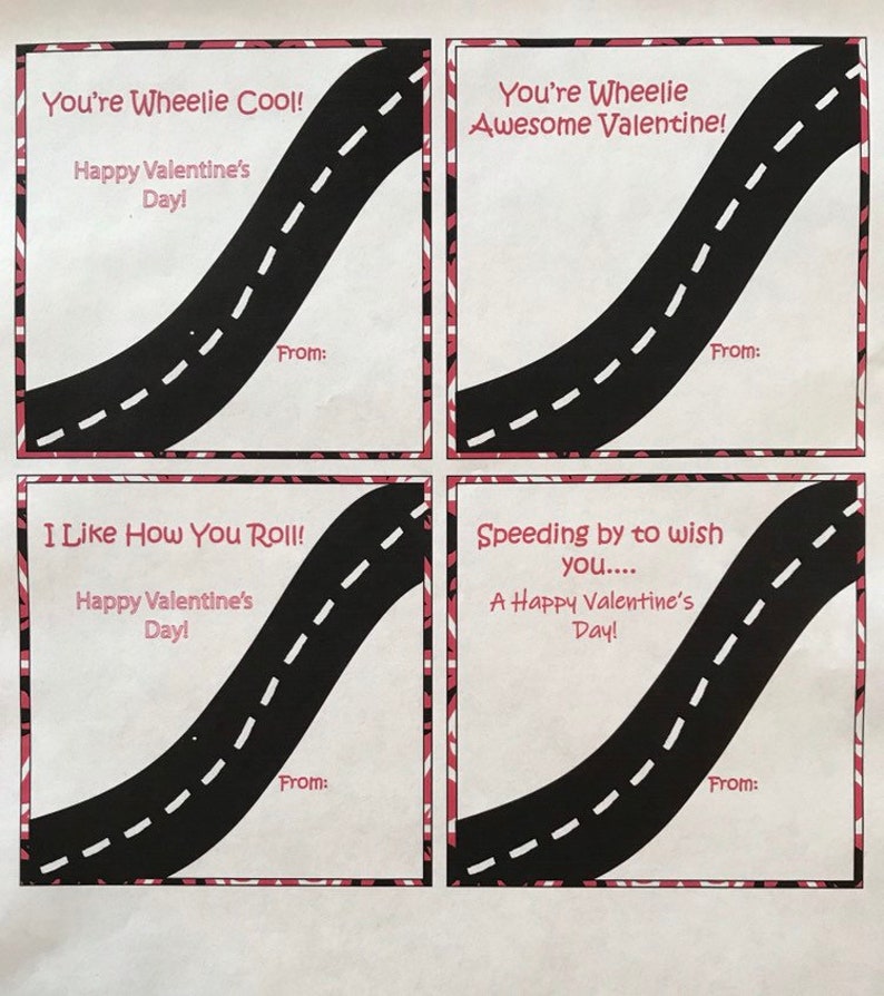 Car Valentines, Kids Printable Valentine, Toy Car Valentine, Boy ...