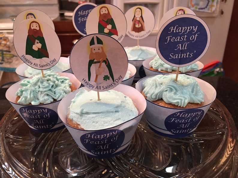 All Saints' Day Cupcake Toppers, Soft Saints Printable All Saints Day ...