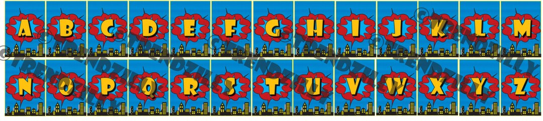 Superhero Birthday Banner Alphabet Add-on, Personalized Banner, Comic ...