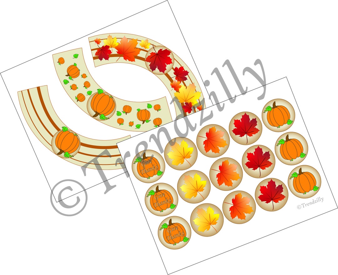 Fall Cupcake Toppers and Wrappers, Thanksgiving Cupcake Decorations ...