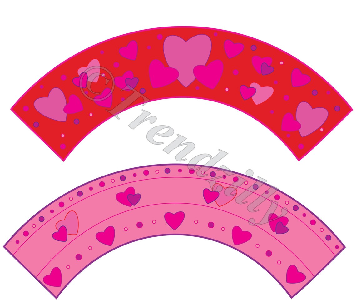Valentine Cupcake Wrapper, Heart Valentine's Cupcake, Valentine's Day ...