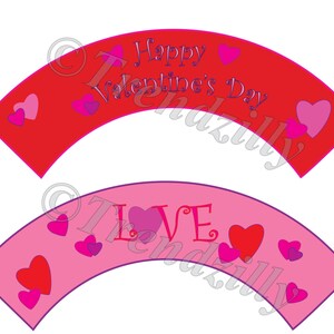 Valentine Cupcake Wrapper and Toppers, Heart Valentine's Stickers and ...