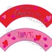 Valentine Cupcake Wrapper and Toppers, Heart Valentine's Stickers and ...
