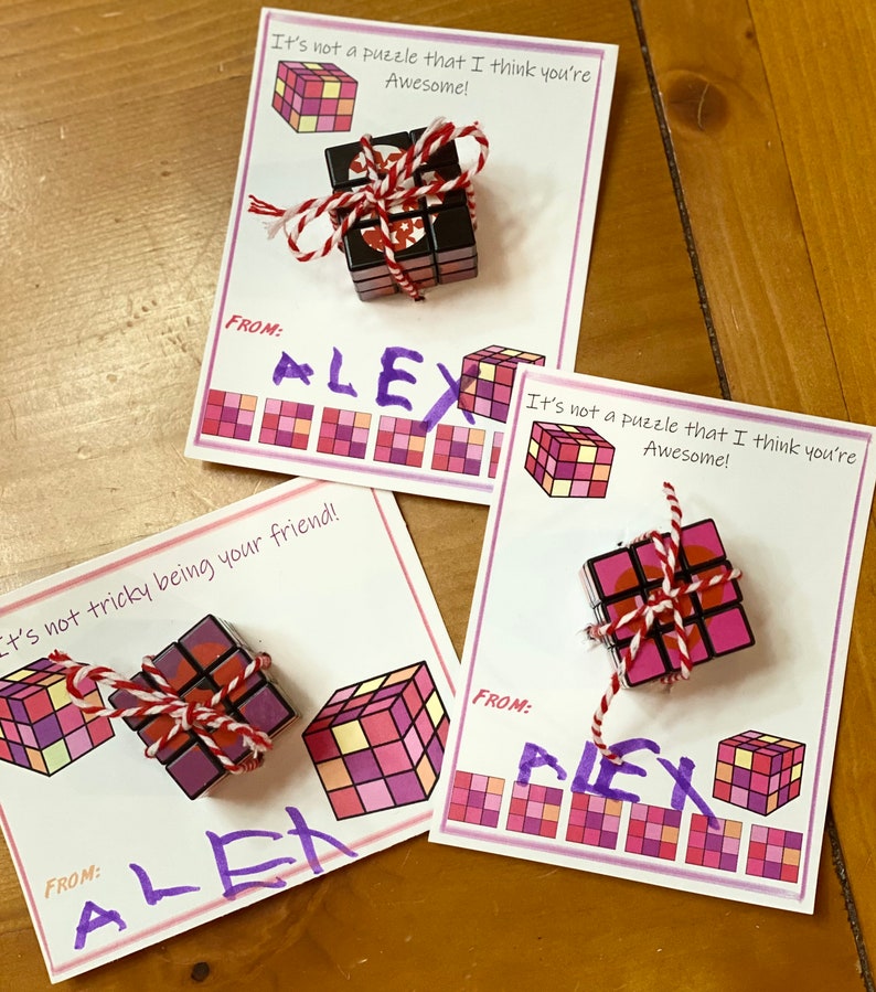 Kids Printable Valentines, Rubix Valentines, Kids Valentine, Puzzle ...