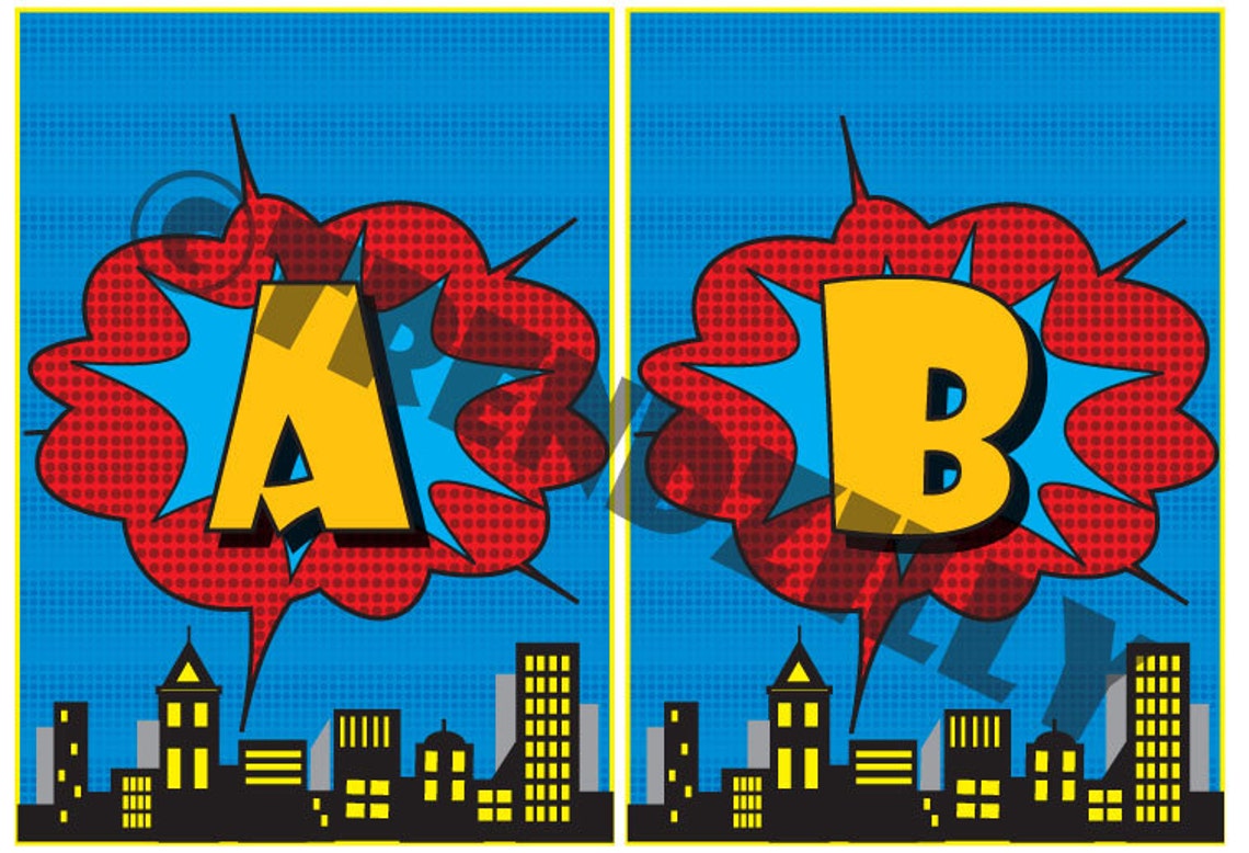 Superhero Birthday Banner Alphabet Add-on, Personalized Banner, Comic ...