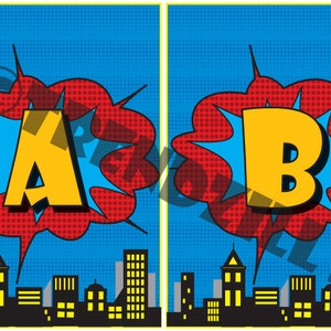 Superhero Birthday Banner Alphabet Add-on, Personalized Banner, Comic ...