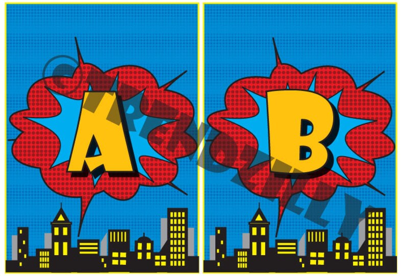 Superhero Birthday Banner Alphabet Add-on, Personalized Banner, Comic ...