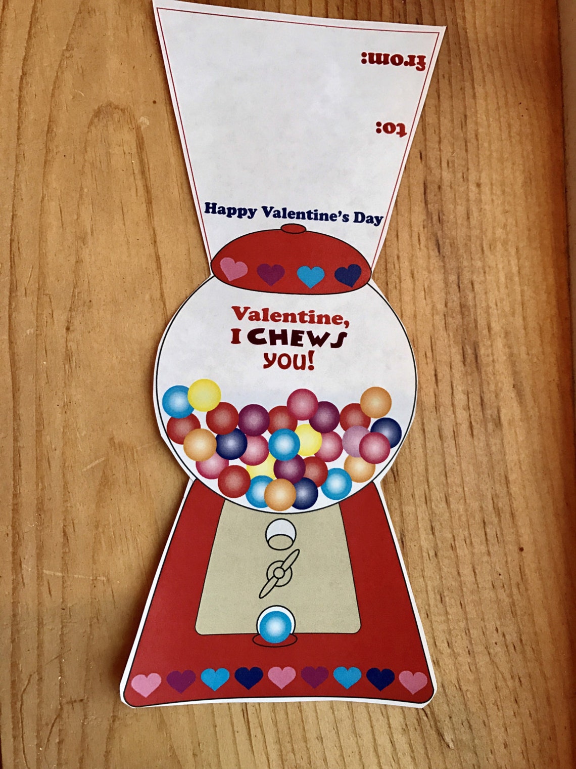 Kids Printable Valentine, Bubble Gum Bag Topper Valentine, Gum Ball ...
