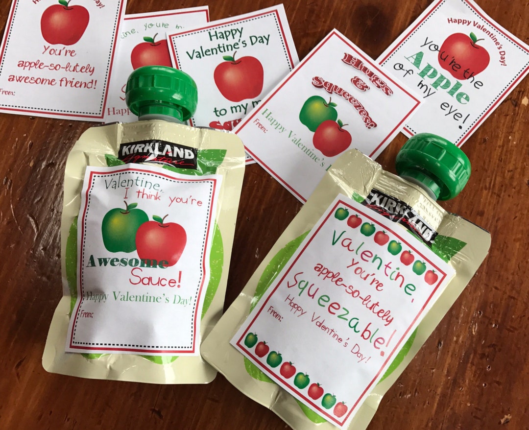 Kids Printable Valentine, Apple of My Eye Valentine, Apple Pouch ...