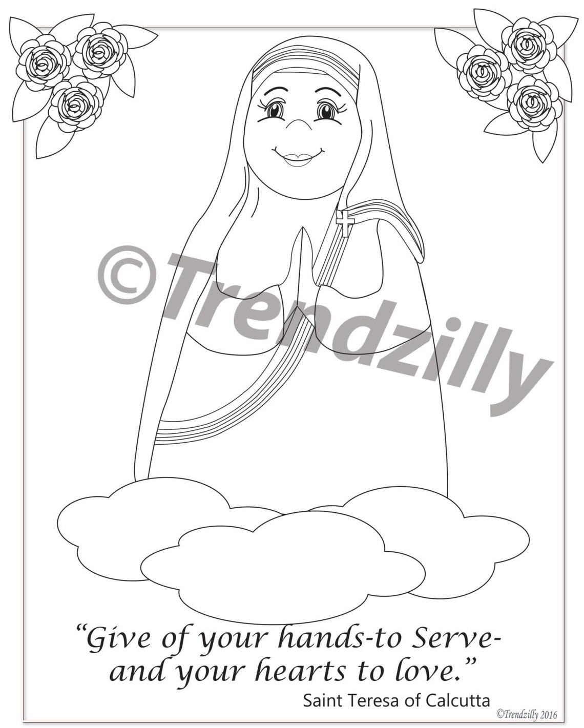 Mother Teresa of Calcutta Coloring Page and Holy Cards, Kids Coloring ...