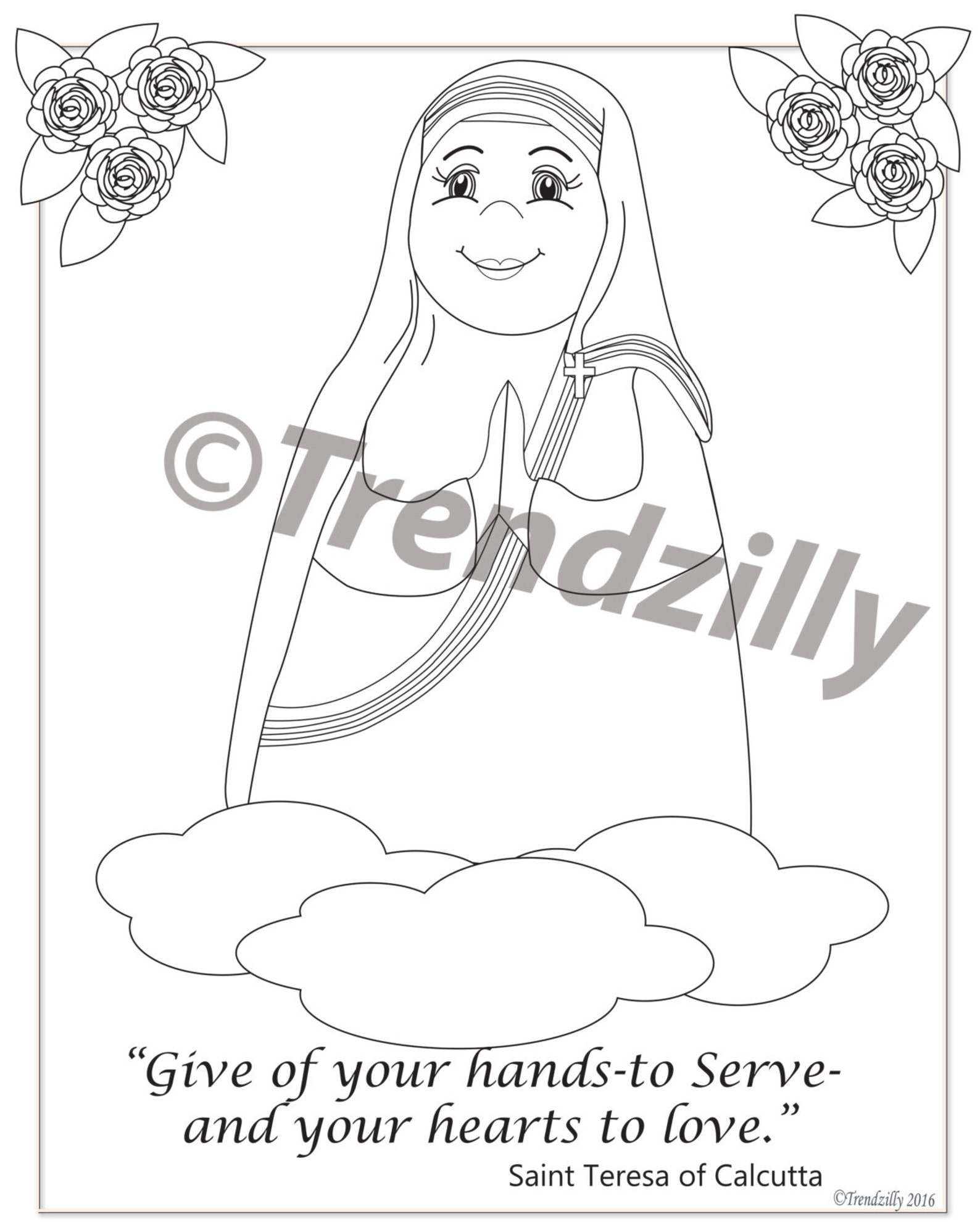 Mother Teresa of Calcutta Coloring Page and Holy Cards, Kids Coloring ...