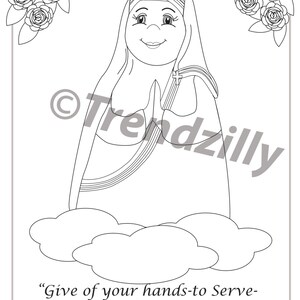 Mother Teresa of Calcutta Coloring Page and Holy Cards, Kids Coloring ...