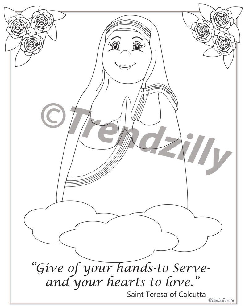 Mother Teresa of Calcutta Coloring Page and Holy Cards, Kids Coloring ...