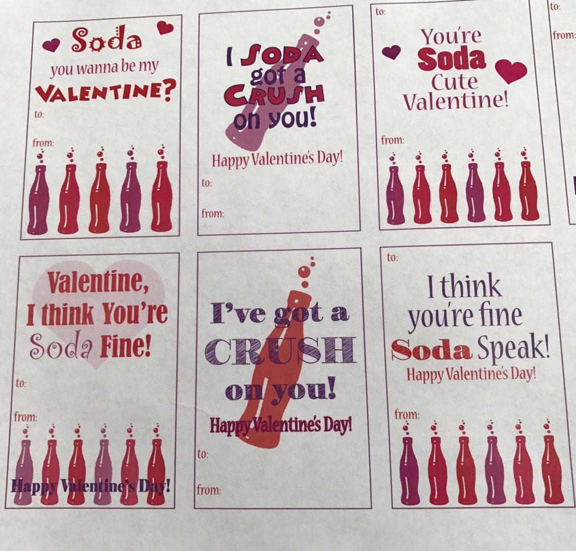 Kids Printable Valentine, Mini Soda Can Valentines, I Soda Got a Crush ...