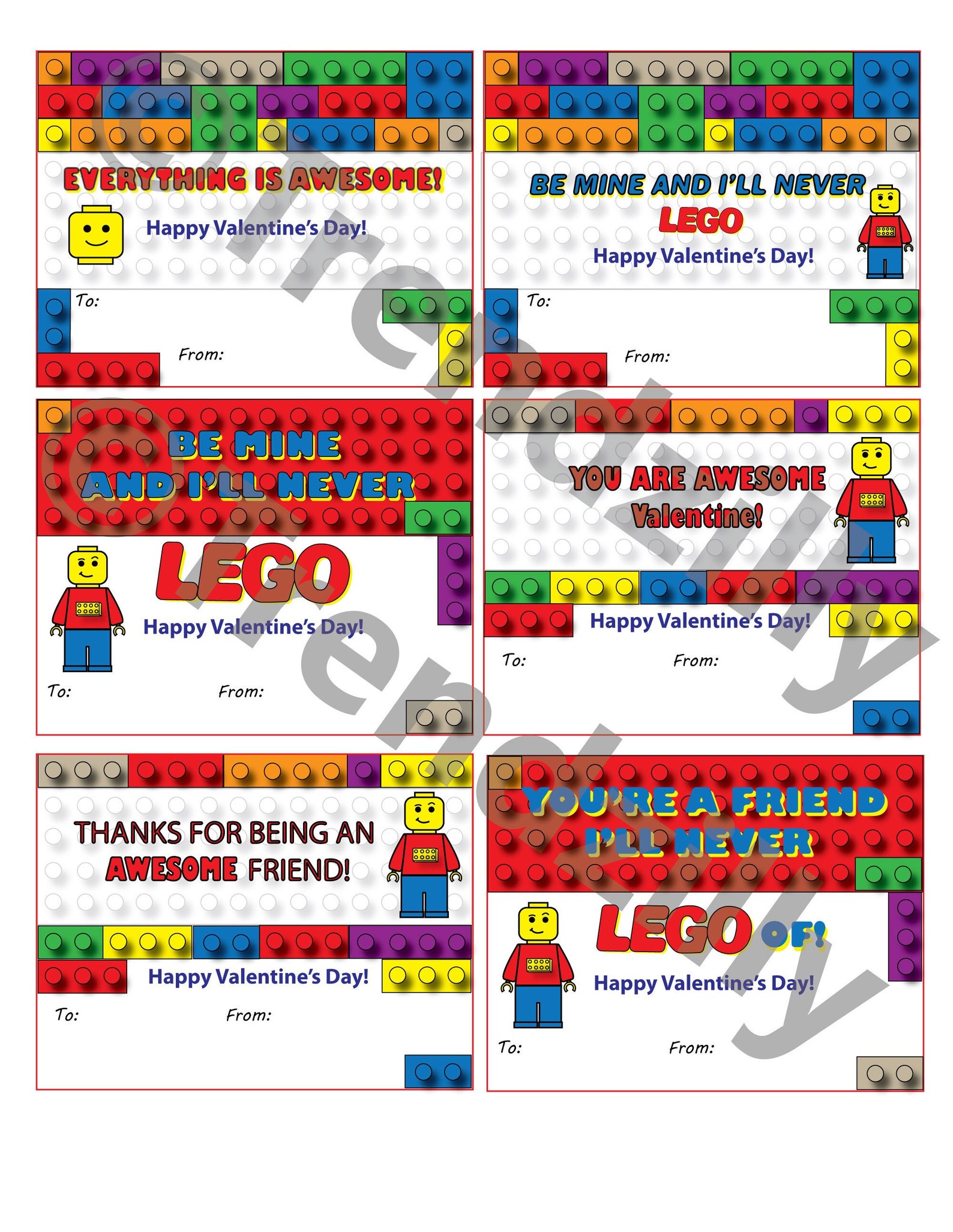 Building Brick Valentines, Valentine's Day, Kid Valentines ...