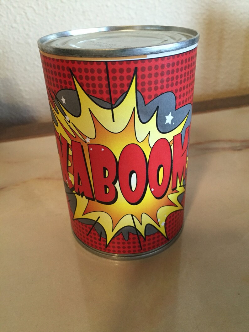 Superhero Can Labels 4x11, Comic Book Labels, Party Supplies, Superhero ...