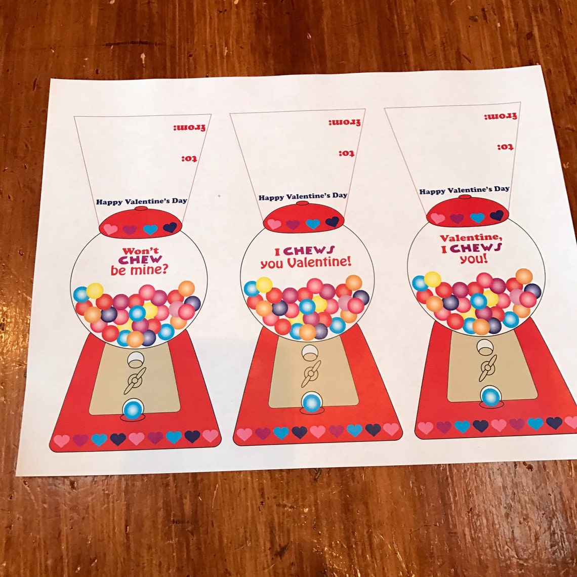 Kids Printable Valentine, Bubble Gum Bag Topper Valentine, Gum Ball ...