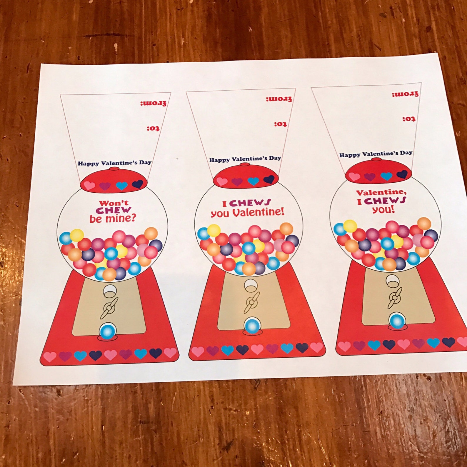 Kids Printable Valentine, Bubble Gum Bag Topper Valentine, Gum Ball ...