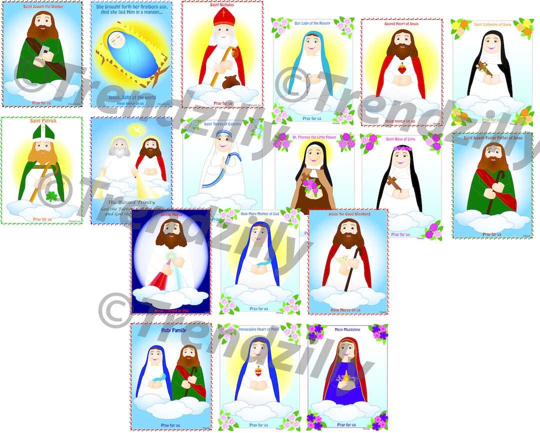 Soft Saint Holy Card Set, Saint Trading Cards, Kids Saint Cards, Feast ...
