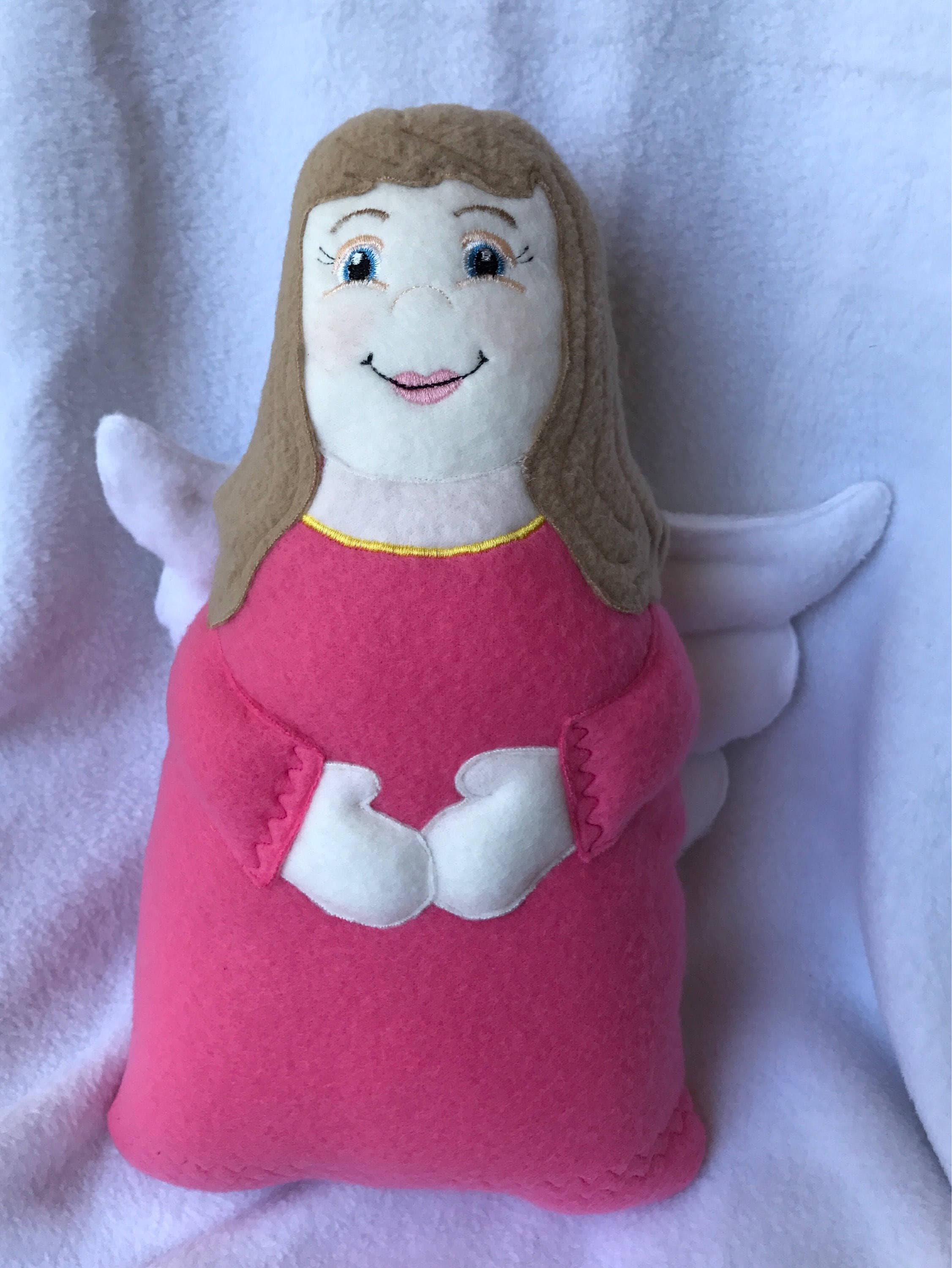 Angel Doll with Dark Pink Dress, Guardian Angel Soft Saint Doll ...