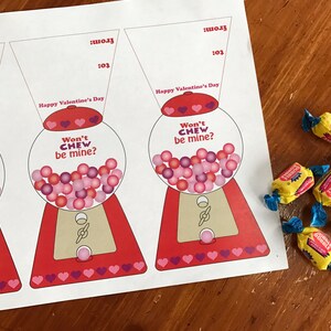 Kids Printable Valentine, Bubble Gum Bag Topper Valentine, Gum Ball ...