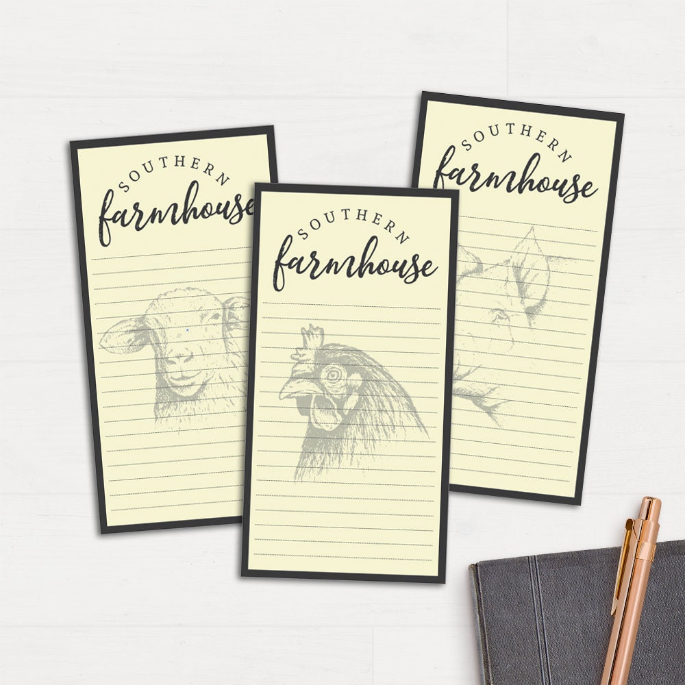 3-pack SOUTHERN FARMHOUSE Notepads Farm Animals Farm - Etsy