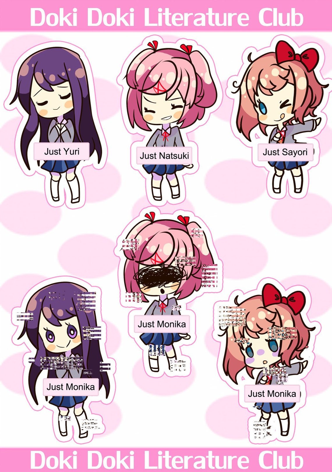 DDLC Mini Sticker Sheet Set 2 | Etsy