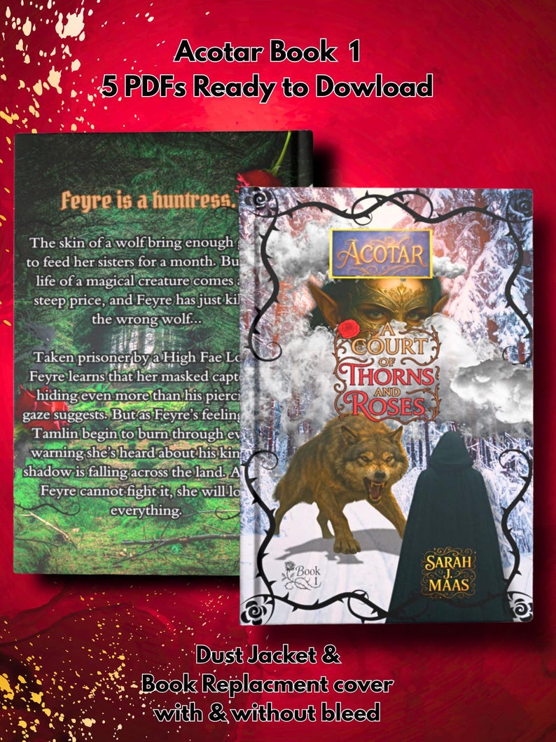 ACOTAR Book 1 Sarah J Maas Dust Jacket – 5 Printable Cover Arts (PDF ...