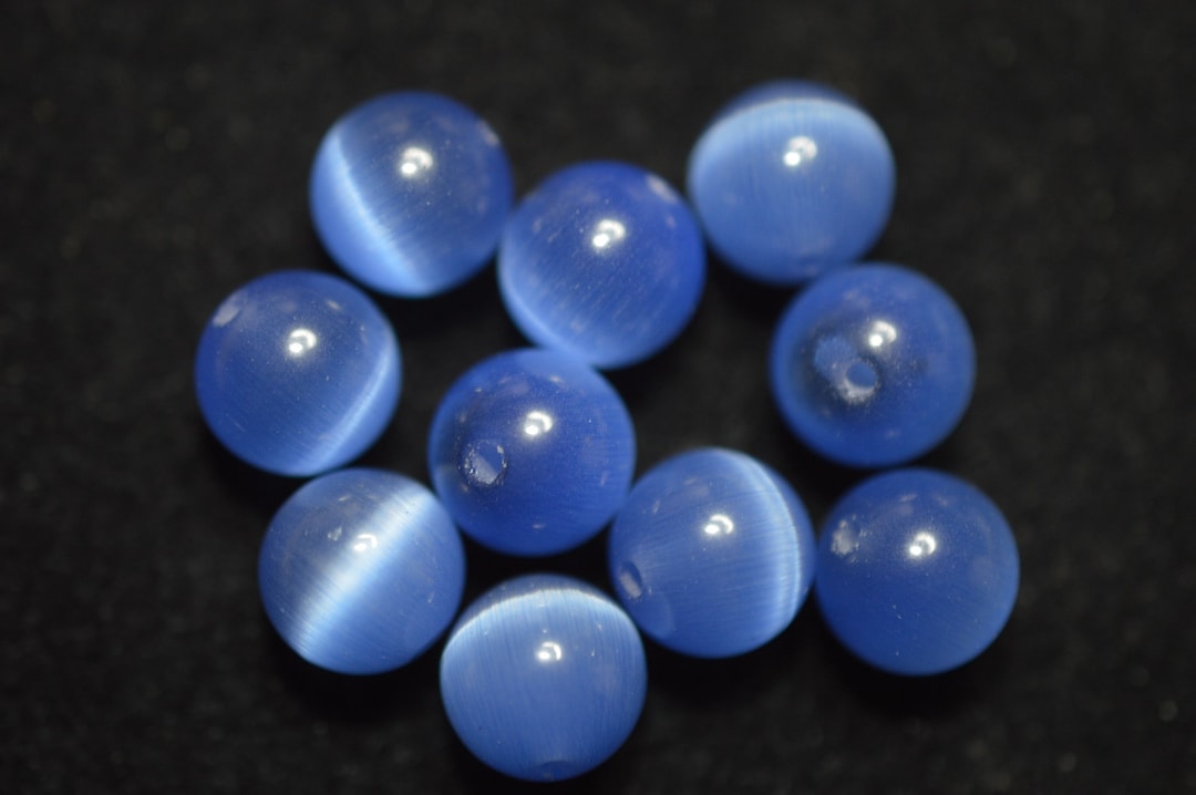 10mm Lt Blue Cat's Eye, Fiber Optic Glass Round Beads (2043155) C4-5-01 ...
