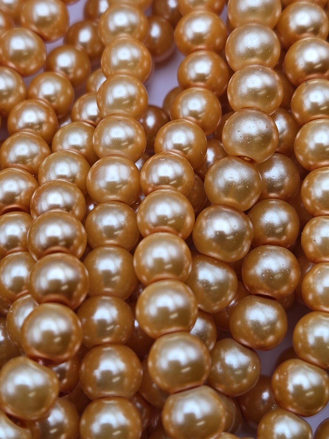6mm Glass Pearls, Orange , Pearlized Glass Beads, 1 Full Strand - 16 ...