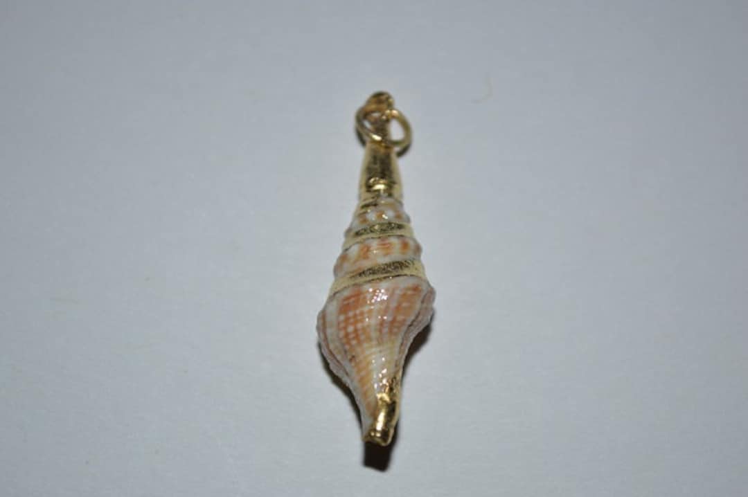 Vintage 24K Gold Edged Spindle Sea Shell Pendants and Charms (1060144 ...