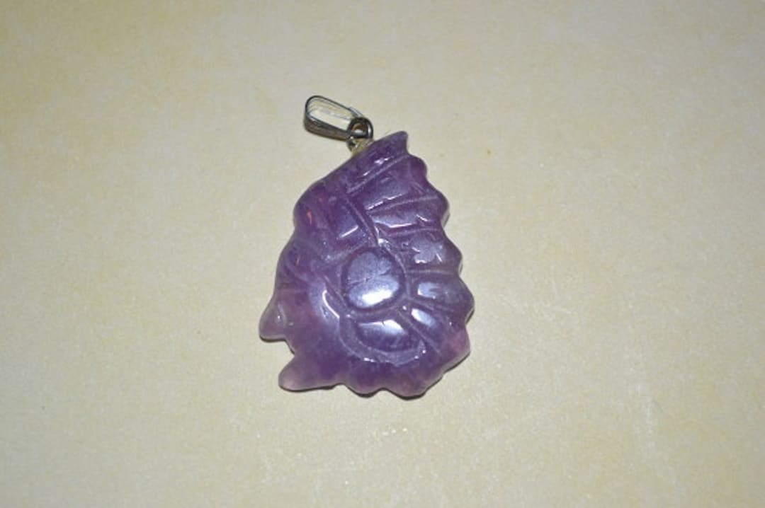 Carved Amethyst Indian Head Pendants.(1060195)bayd-lp1-2 - Etsy