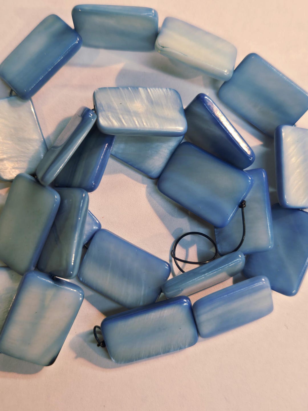12.7x19.3mm Mother of Pearl Soft Blue Flat Rectangle Shaped Beads ...