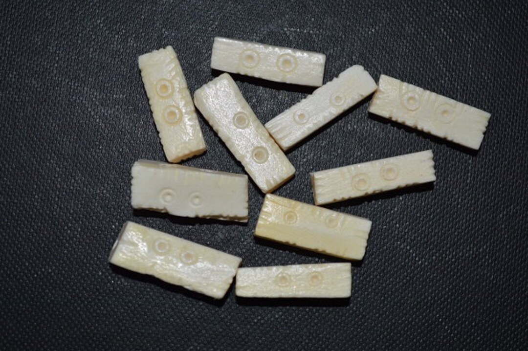 7x25mm Bone Rectangle Carved Top Drilled Beads - 10 Pcs (2045020) - Etsy