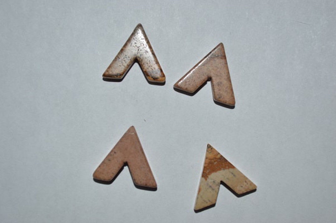 16mm Tall X18mm Wide "v: Shaped Top Drilled Picture Jasper Beads - 4 ...