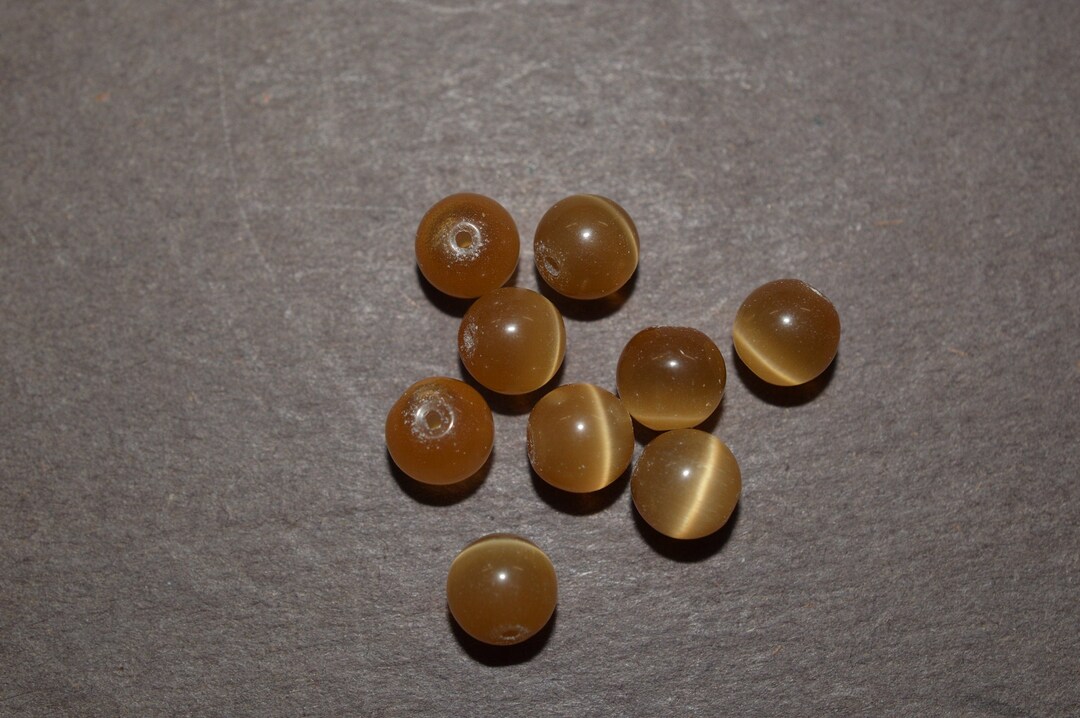 8mm Butterscotch Katzenauge, Fiberoptik Glas Runde Perlen 2043075 C1-3 ...