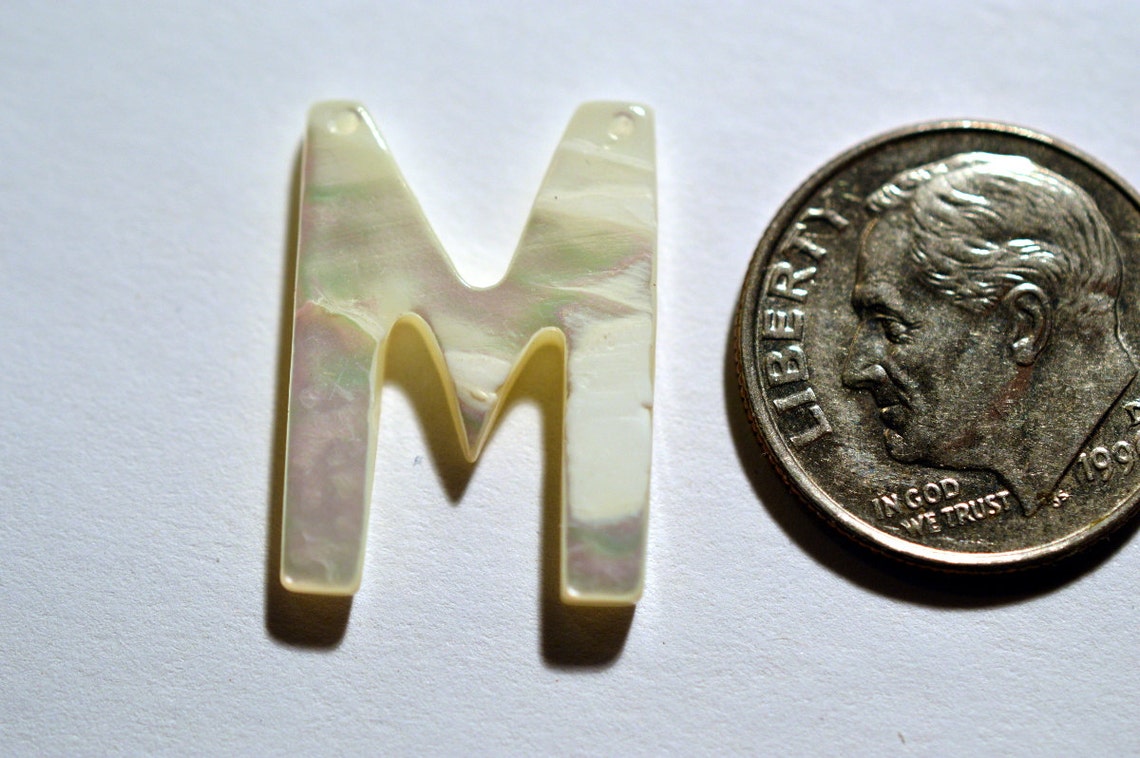 Mother-of-pearl m Shaped Beads /pendants 13.6 Mm - Etsy
