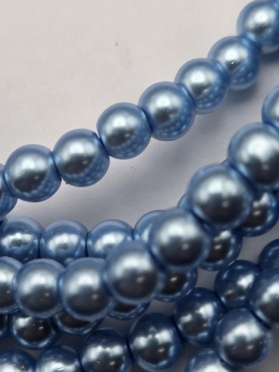 6mm Glass Pearls,lt. Blue, Pearlized Glass Beads, 1 Full Strand - 16 ...