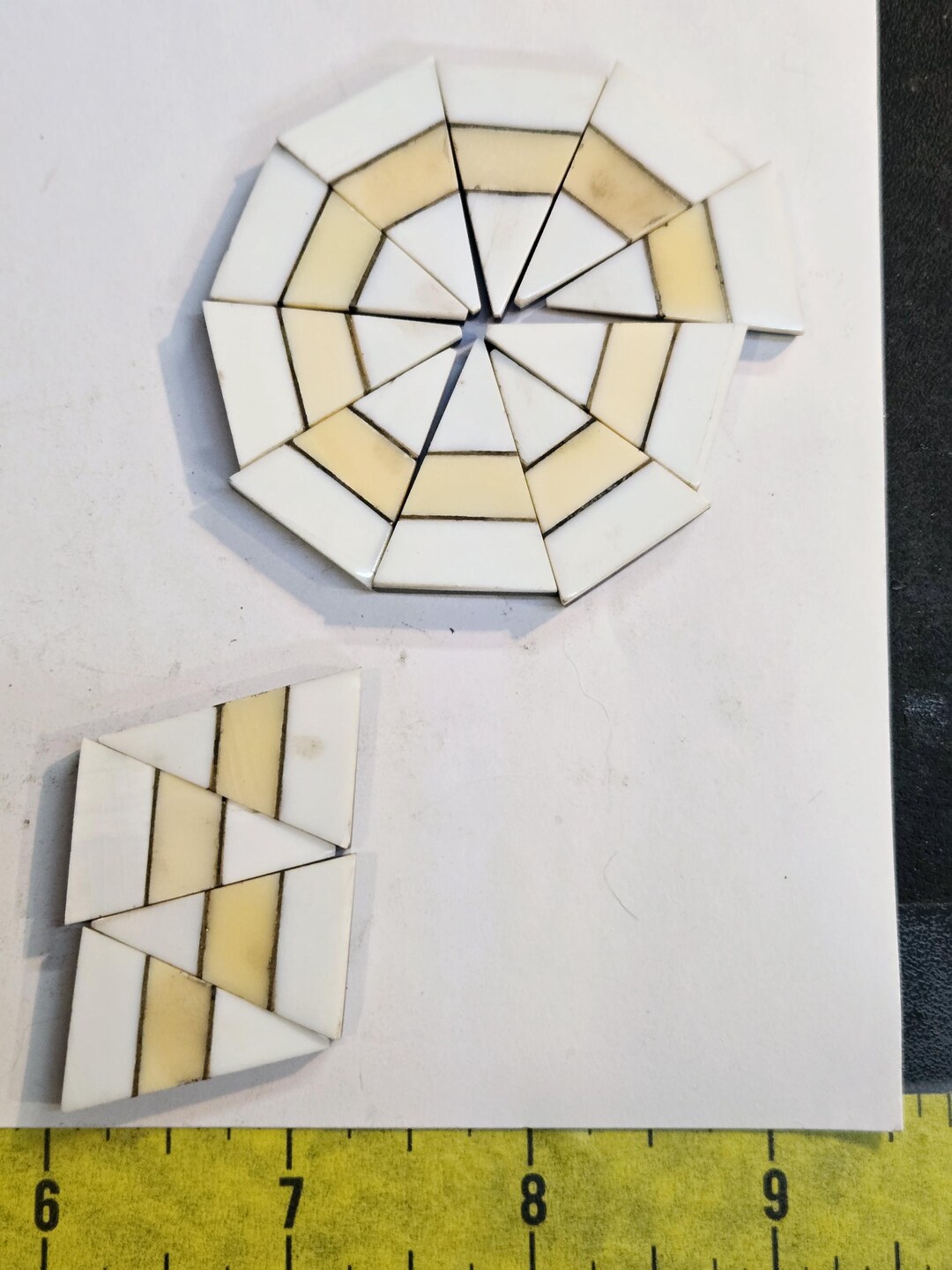 Vintage White Shell and Beige Inlaid Triangle Pendant (9999029) BB3-2 - Etsy