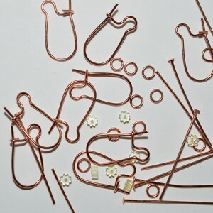 Copper Earring Findings Kit - Set Includes Hooks, Headpins, Jump Rings ...
