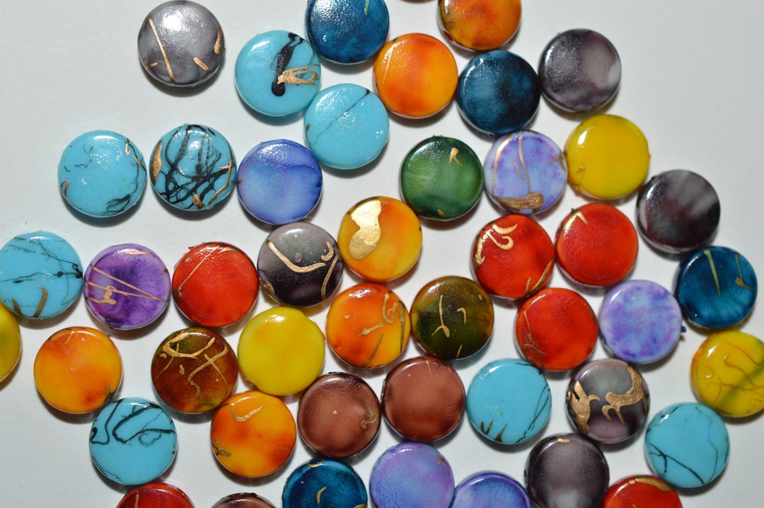 Acrylic 10mm Assorted Color Mottled Beads, Multi-colored Spacer Beads ...