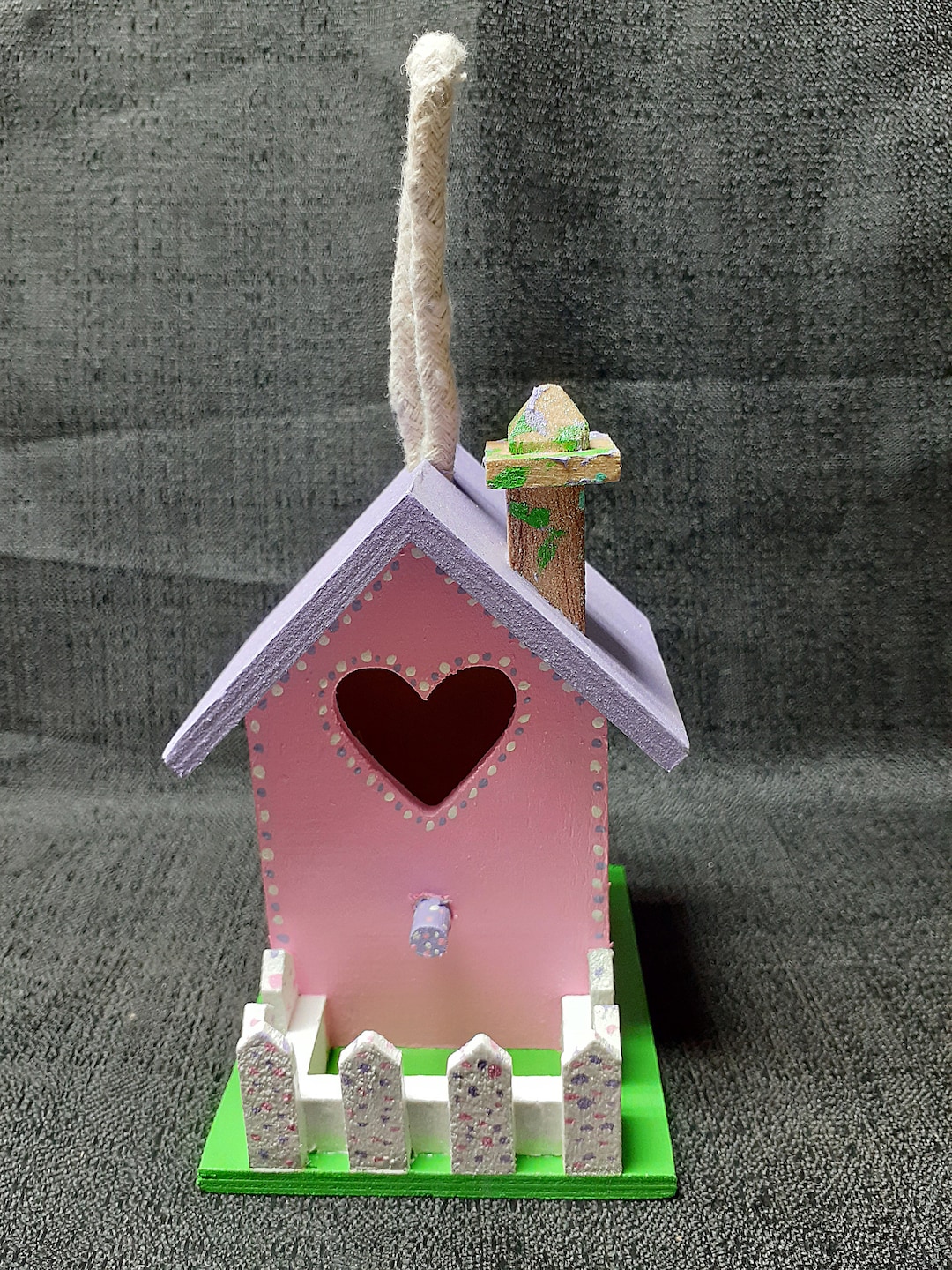 Valentine Day Gift, Mini Birdhouse Hand Painted Purple and Pink With ...