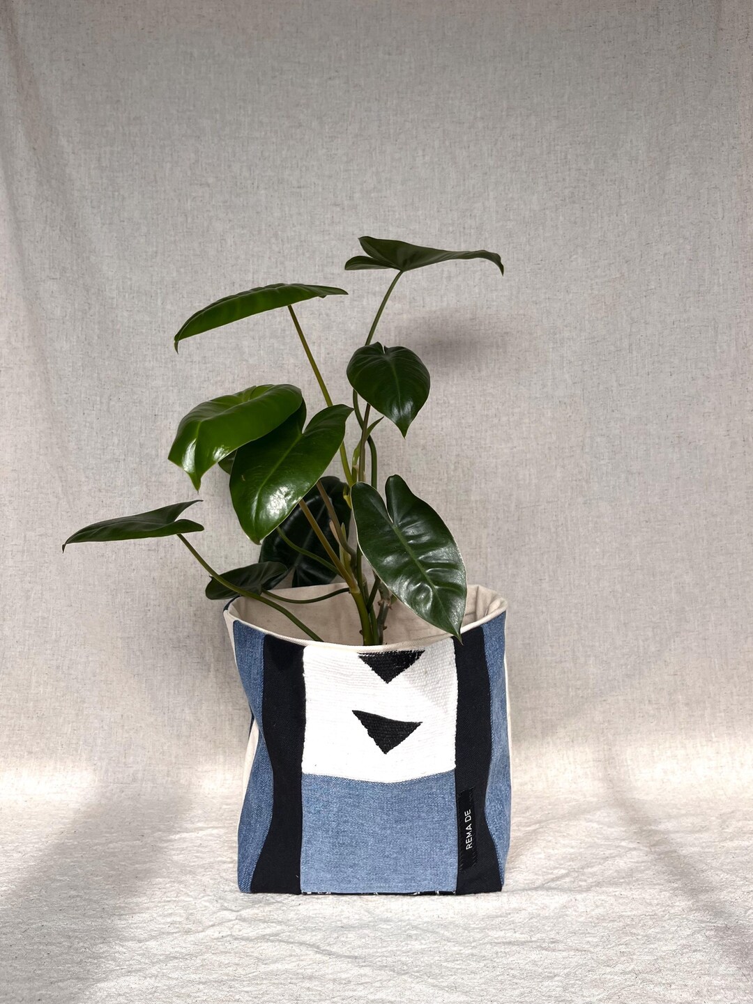 Upcycled Fabric Planter Cover – Handmade Plant Jacket for Indoor Plants ...