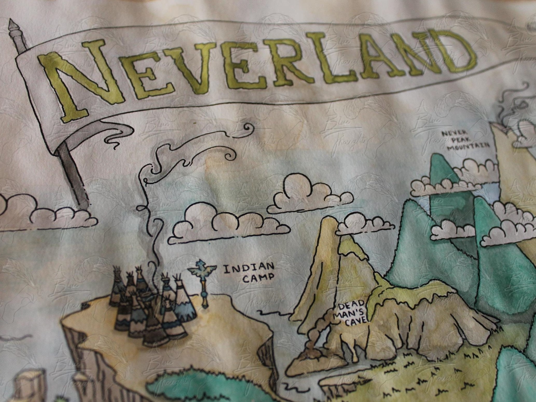 Neverland Magical Map Illustration Peter Pan - Etsy