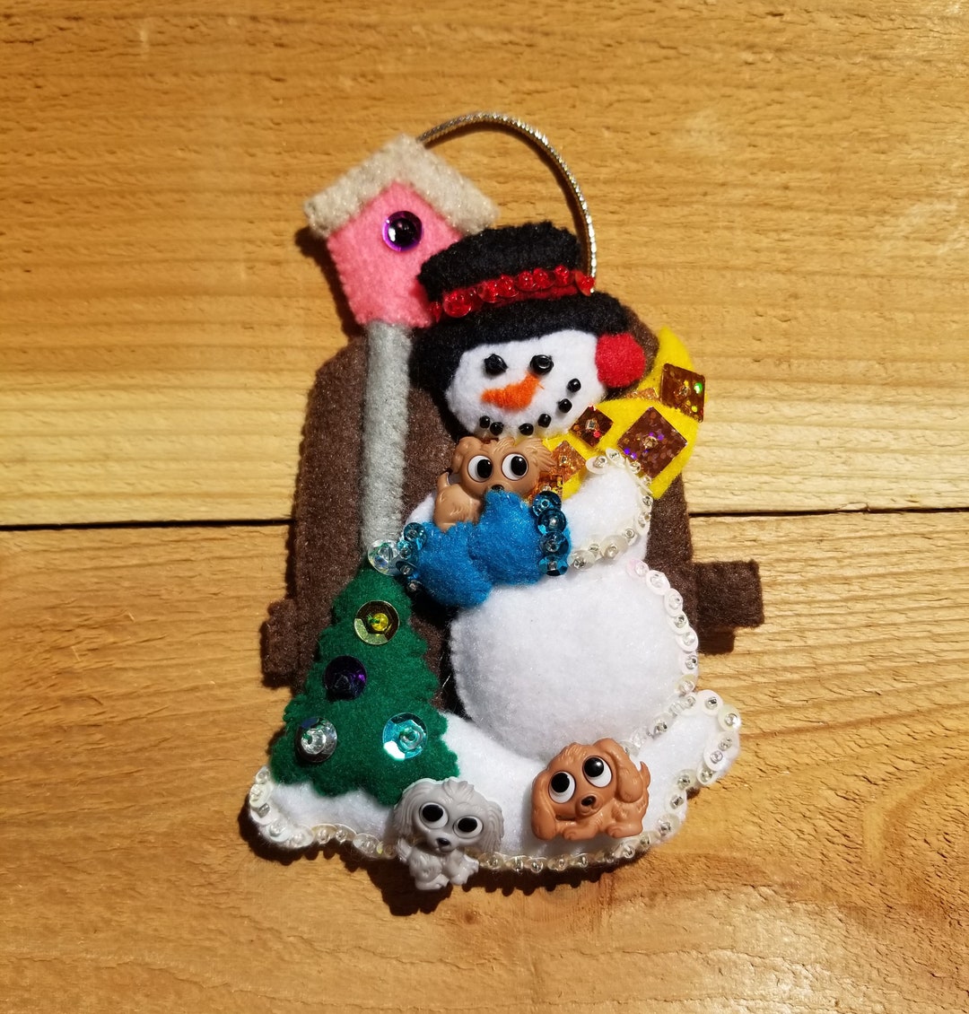 Snowman With Puppies Ornament - Etsy