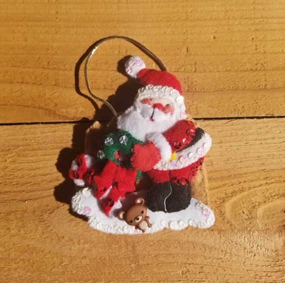 Santa With Picket Fence and Wreath Ornament - Etsy